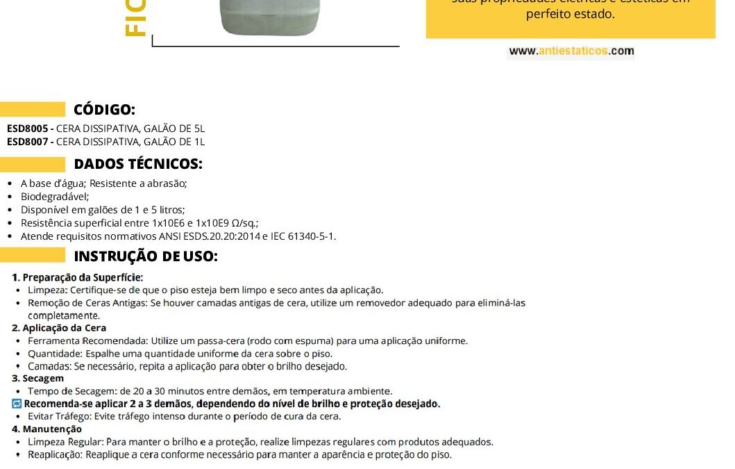 Ficha técnica Cera ESD Pdf. • ESD Antiestáticos